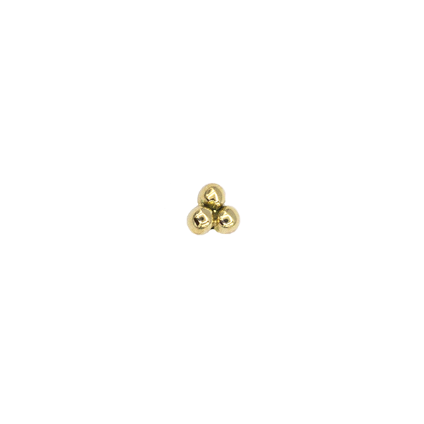 Threadless 3-ball triangle end in 14k yellow gold, small/2mm – Piercing Experience