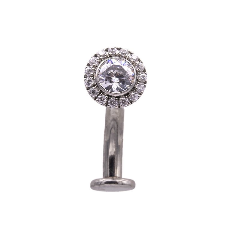 Floating navel curve with CZ pave halo top in titanium, 12g – Piercing ...