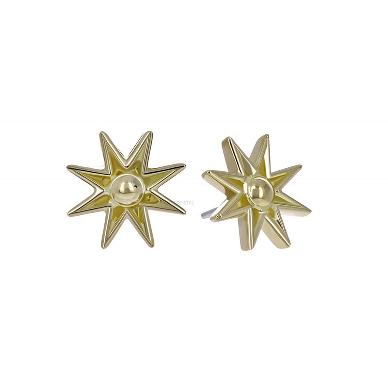 Nova star end in yellow gold, threadless – Piercing Experience