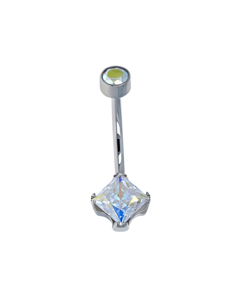 Princess navel curve with faceted gem in titanium, 12g – Piercing ...