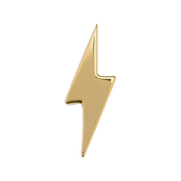 Strike lightning bold threadless end in yellow gold – Piercing Experience