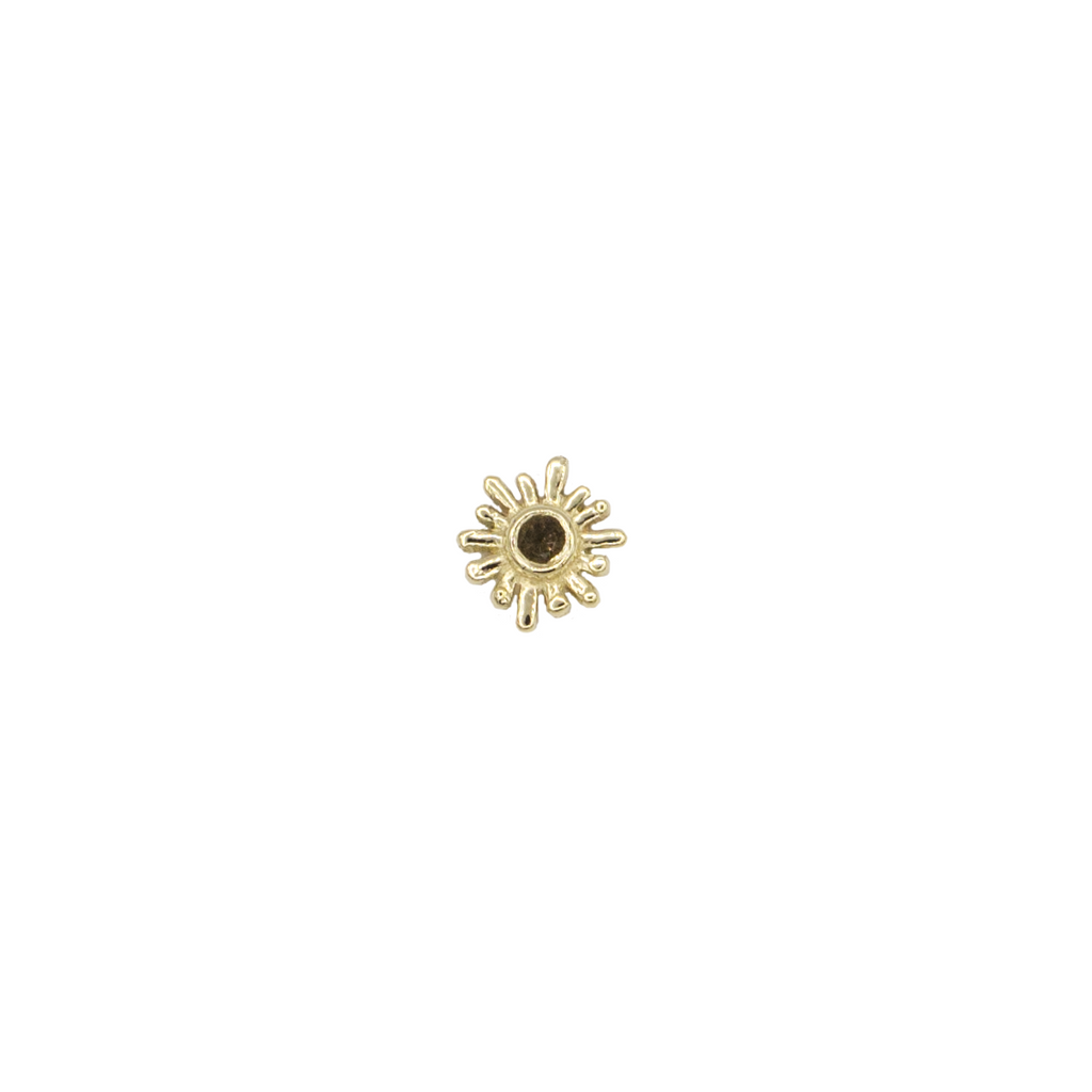 Sun Ray with 1.5mm gem in yellow gold, threadless – Piercing Experience