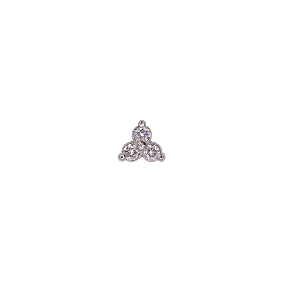 Trio threadless end with 1.5mm diamonds in platinum – Piercing Experience