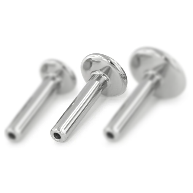 Threadless flat-back bar post with 4mm disk in titanium, 16g – Piercing ...